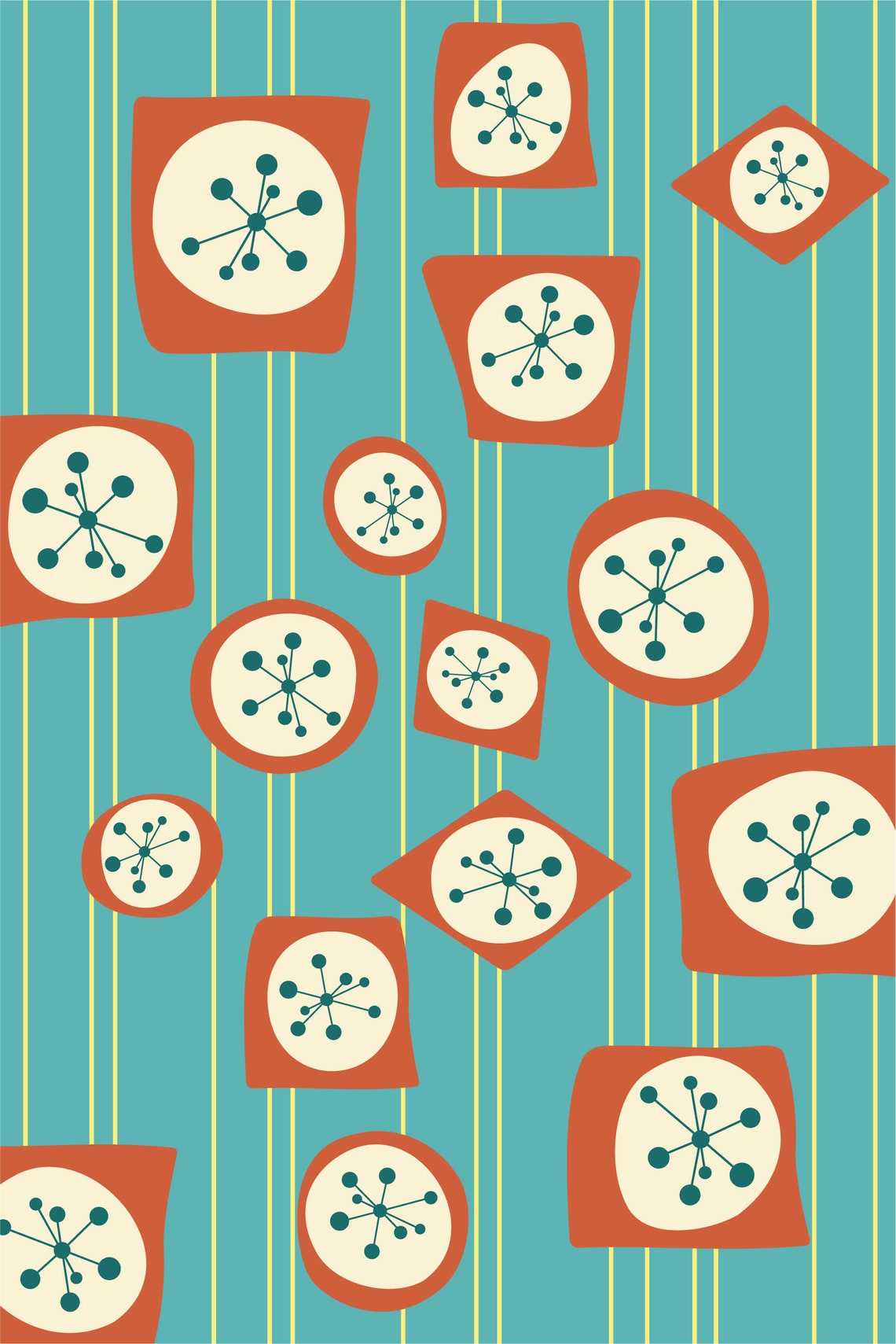 Atomic Age Inspired Minimalist Poster Premium PVC Foam Board Print ...