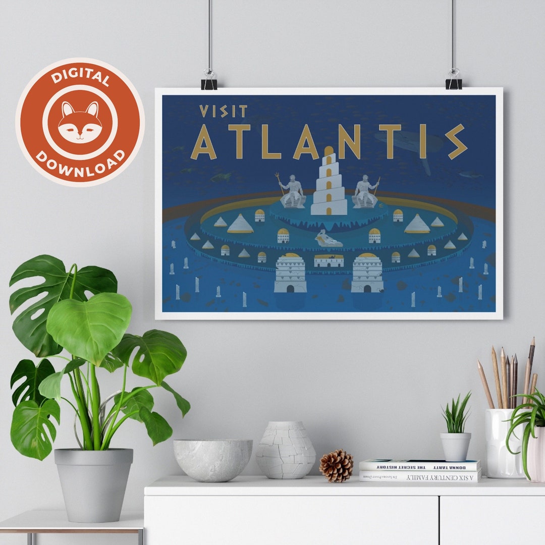 Atlantis Travel Poster: Vintage Inspired Mid-century Modern Art ...