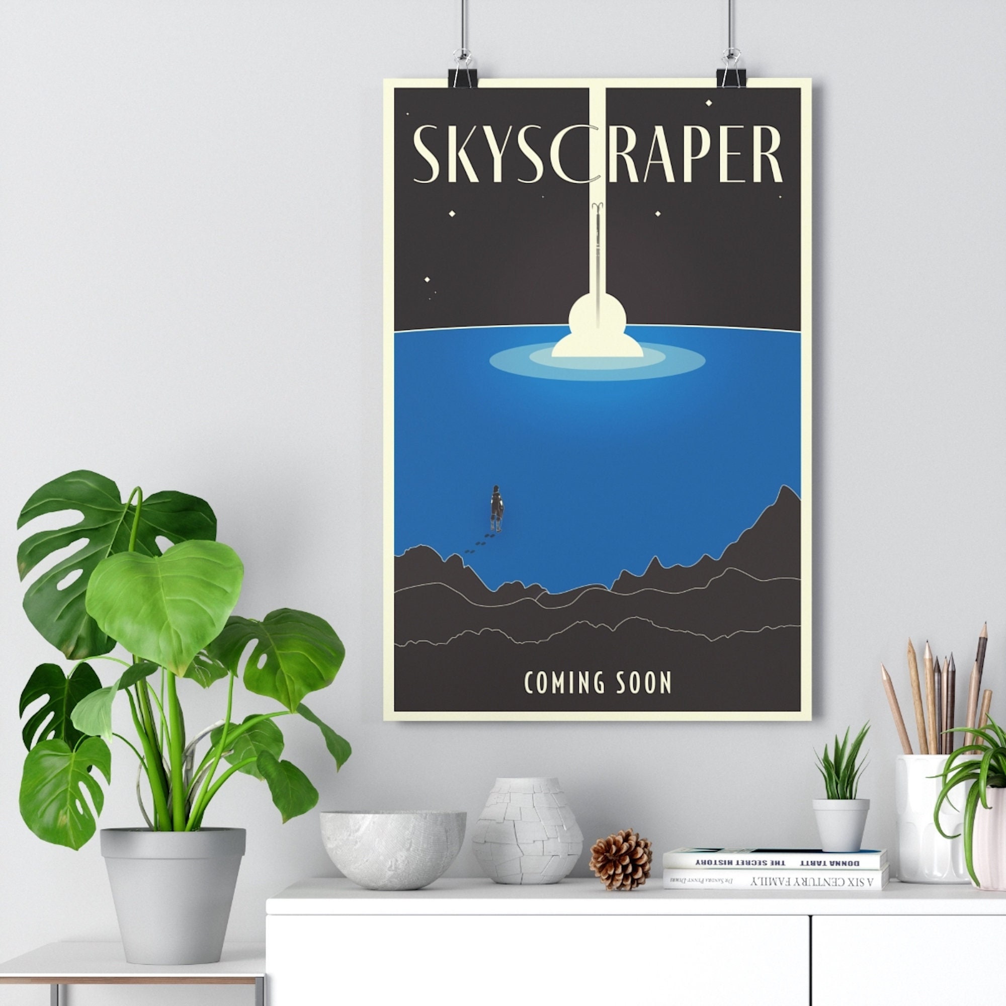 Skyscraper Minimalist Movie Poster Premium Matte Archival Print Sci Fi ...