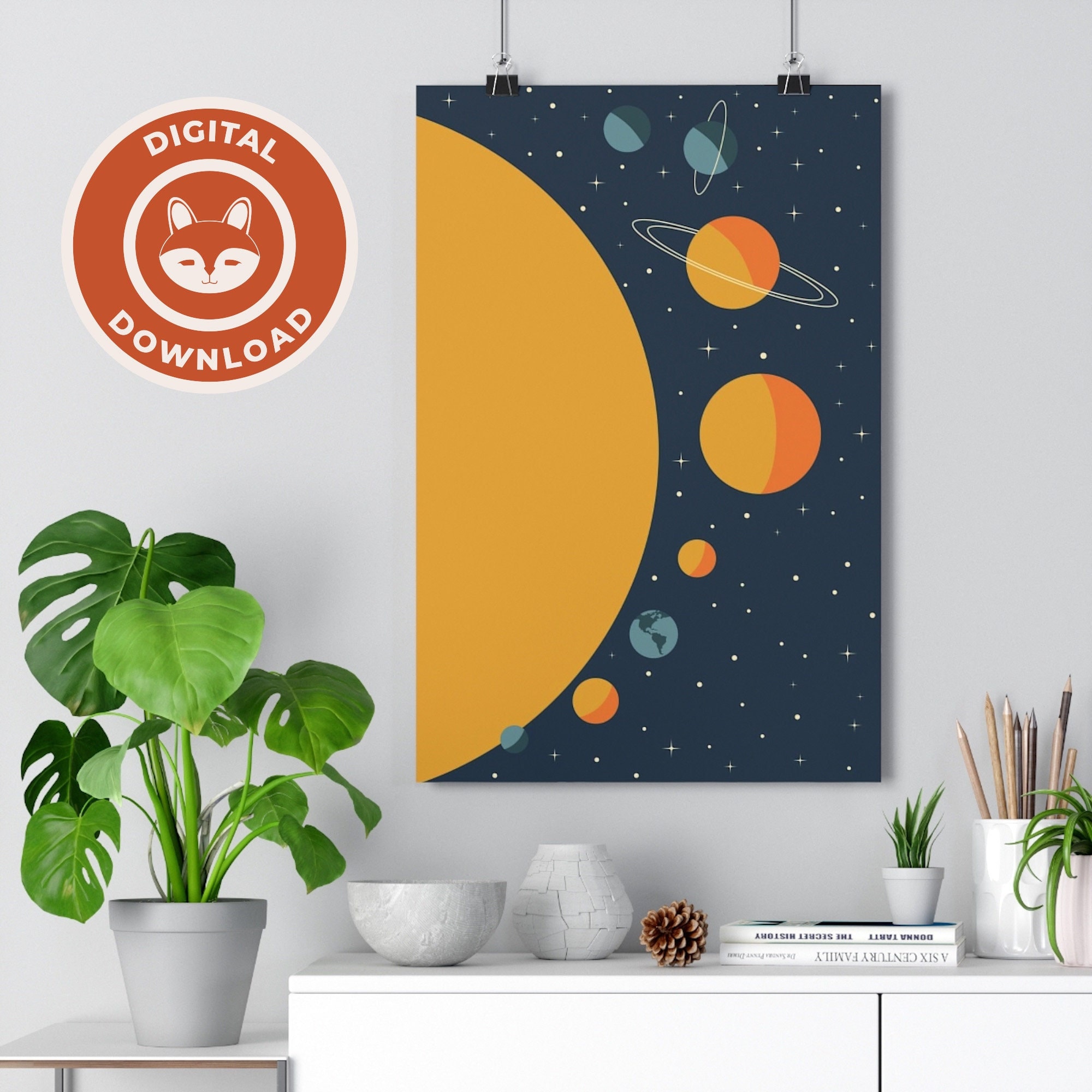 Minimalist Outer Space Theme Poster | Digital Download | Flat Design ...