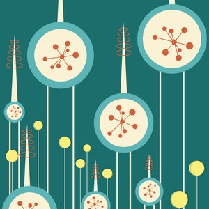 1960s Atomic Age Inspired Minimalist Poster | Premium Matte Archival ...