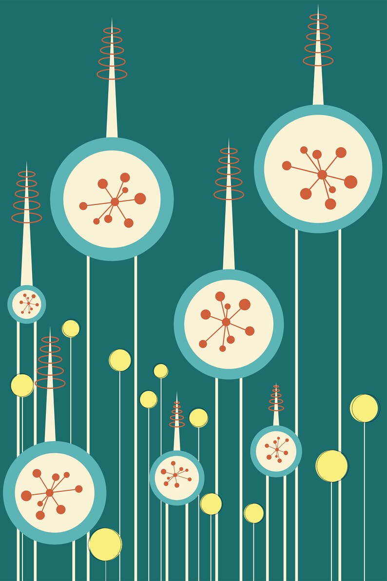 1960s Atomic Age Inspired Minimalist Poster Premium Matte Archival ...