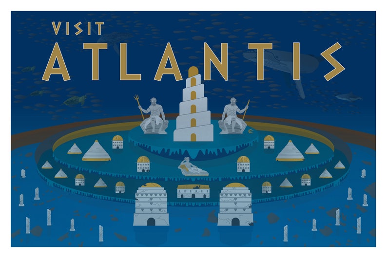 Atlantis Travel Poster: Vintage Inspired Mid-century Modern Art ...