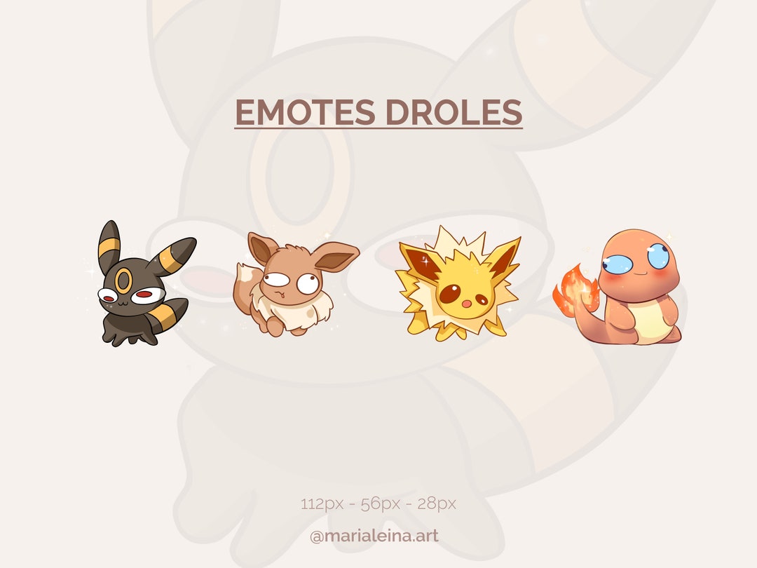 Set of 4 Funny Pokemon Twitch Emotes Charmander, Eevee, Noctali ...