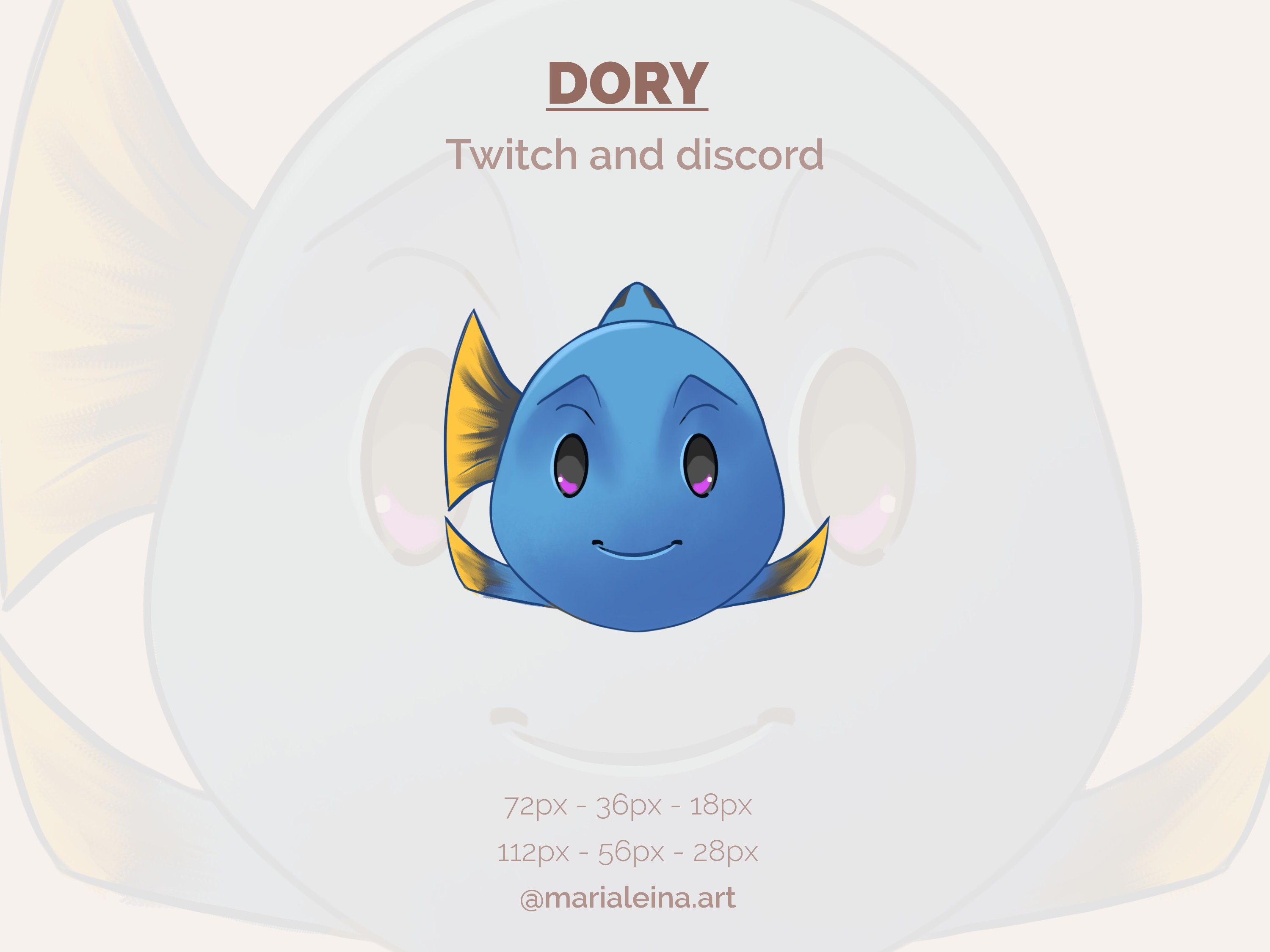 Dory Emote / Badge for Twitch Cute Fish Emoticon Downloadable Digital ...