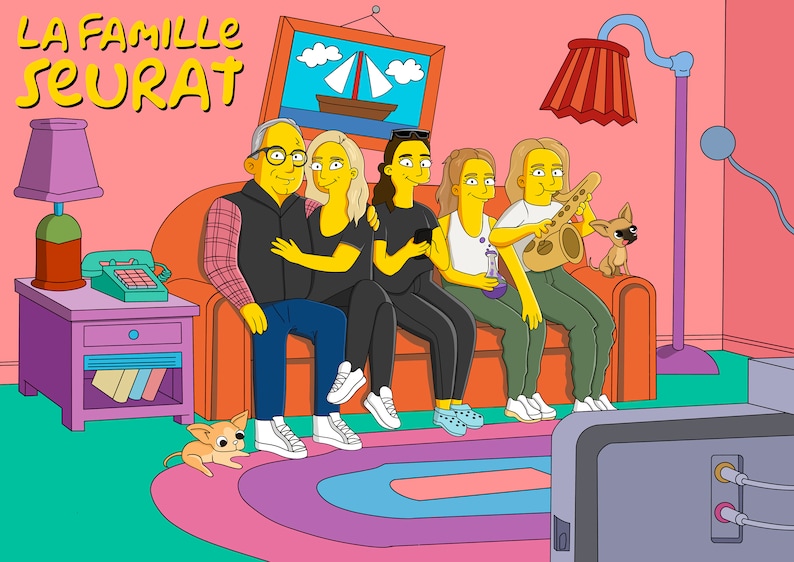 Simpson Custom Illustration Hand Drawn Family Portraits Unique Gift for ...