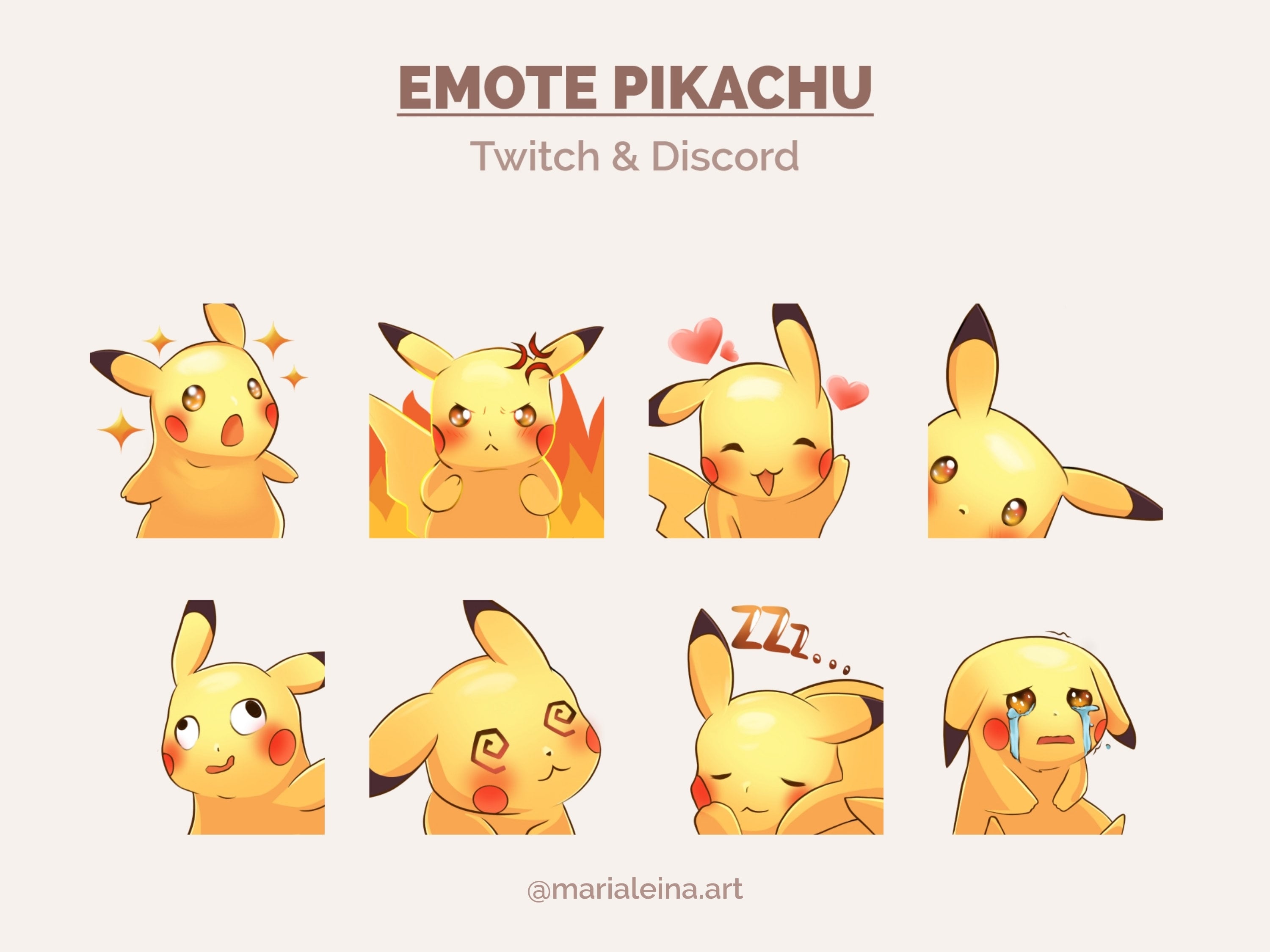 6 Pack Pikachu Emotes for Twitch Pokemon Emoticons - Etsy UK