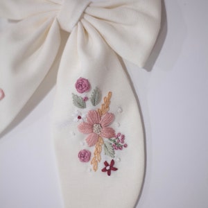 Personalized Initial Bow, Custom Name Bow, Hand Embroidered Floral Bow ...