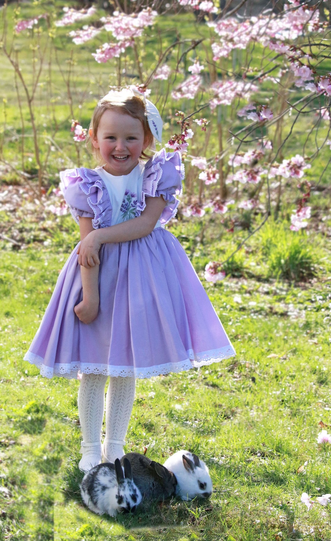 Lilac Ruffle Dress for Girls, Puff Sleeves Toddler Dress, Hand ...