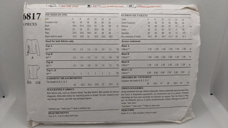 199os New Look Simplicity Sewing Pattern 6817 Misses' - Etsy