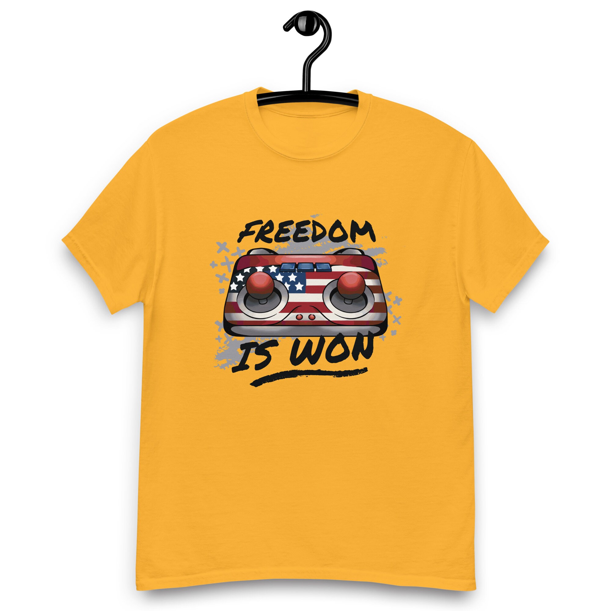Retro Game Controller American Flag Shirt - Freedom is Won - Men's ...