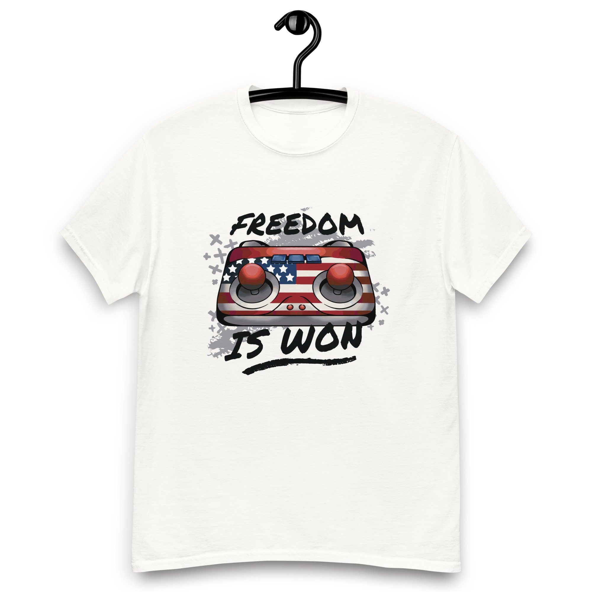 Retro Game Controller American Flag Shirt - Freedom is Won - Men's ...