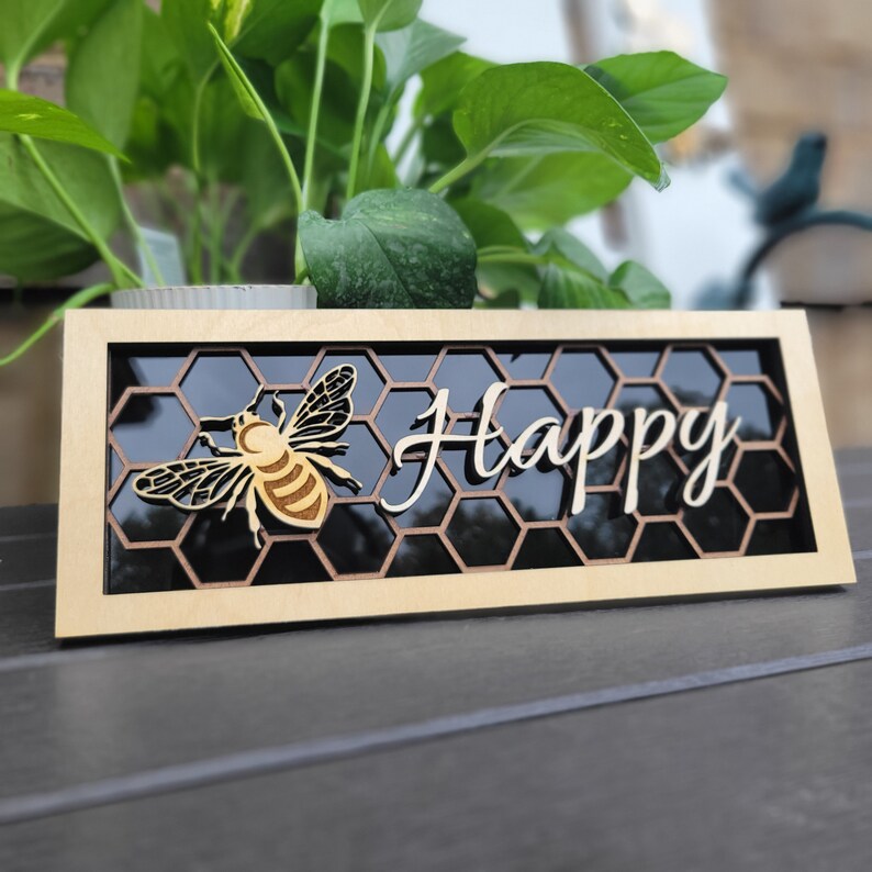 Bee Happy Honeycomb and Bee Wall/desk Decoration Plaque, Bee and ...