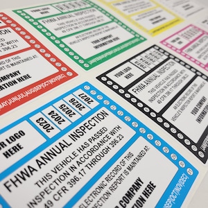 FHWA or FMCSA Inspection Labels for Annual Truck Inspections, Yearly ...
