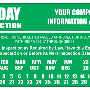 90 Day Inspection Labels for BIT / DOT Inspection, Truck Inspection ...