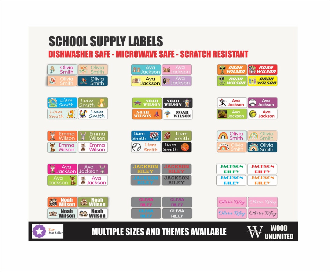 Custom School Name Labels | Full Color, Dishwasher Safe, Personalized ...