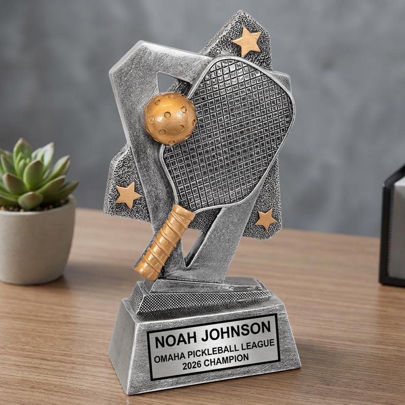 Personalized Pickleball Trophy - 2026 Champion - Engraved Name Plate ...