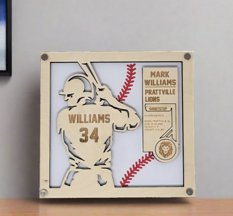 Custom Baseball Player Stats Plaque - 3D Layered Baseball Award With ...
