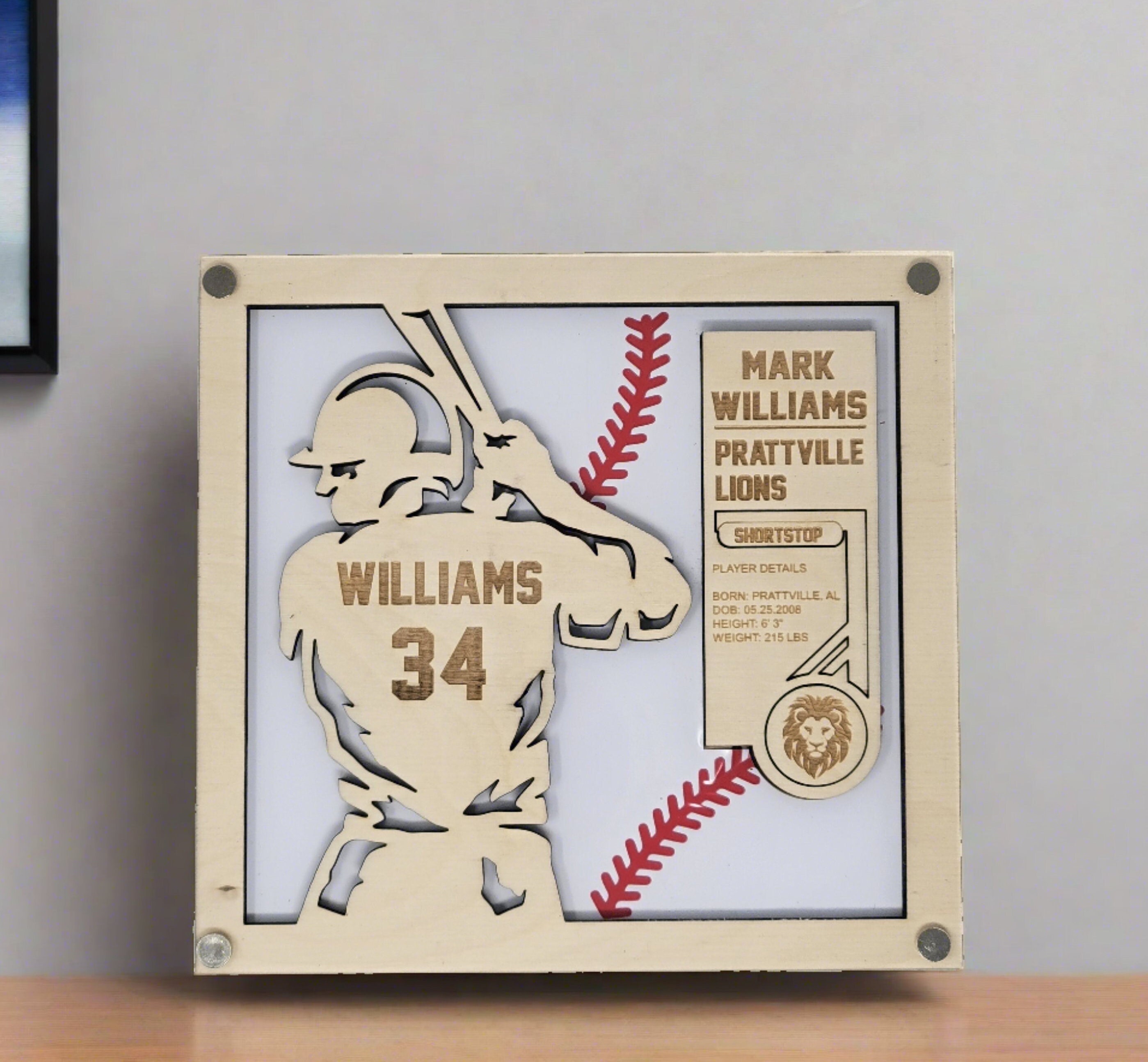 Custom Baseball Player Stats Plaque - 3D Layered Baseball Award With ...