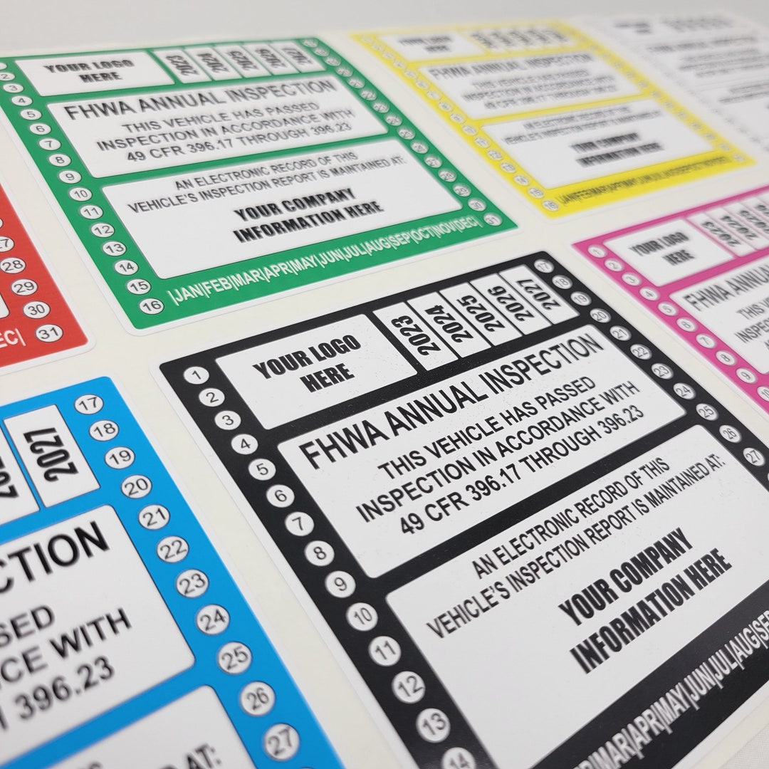 FHWA or FMCSA Inspection Labels for Annual Truck Inspections, Yearly ...
