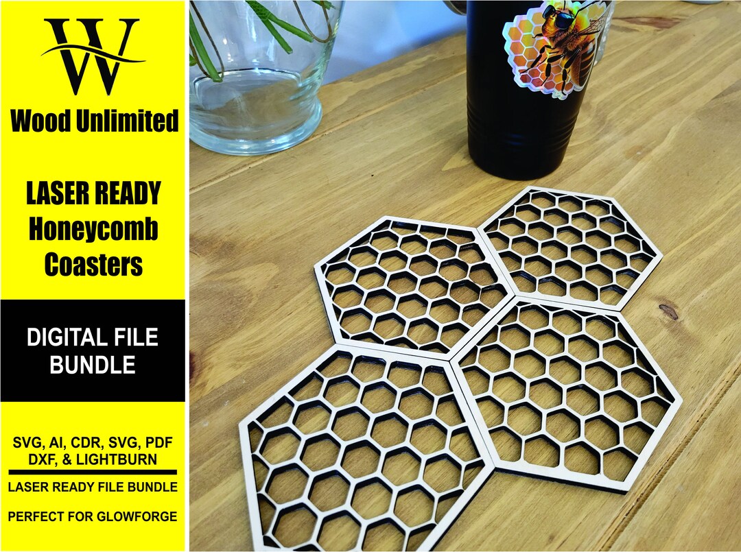 Honeycomb Coasters Digital File Bundle for Laser Cutters, Glowforge ...