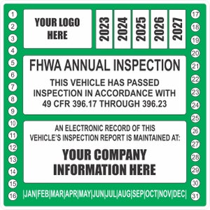 FHWA or FMCSA Inspection Labels for Annual Truck Inspections - Etsy