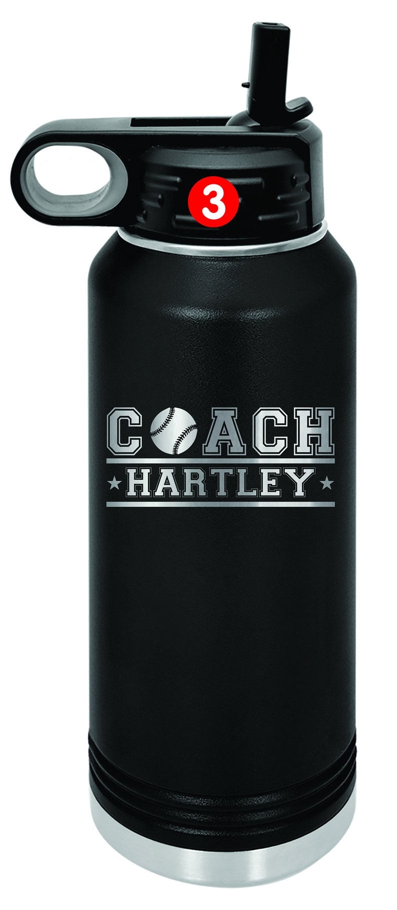 Personalized Baseball Water Bottles - Custom Engraved 32oz Stainless ...
