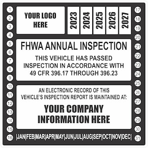 FHWA or FMCSA Inspection Labels for Annual Truck Inspections - Etsy