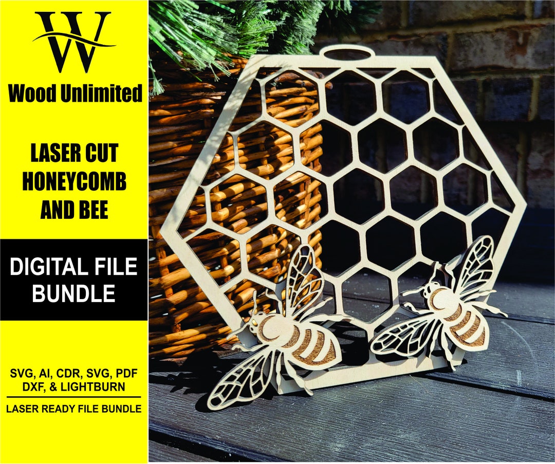 Honeycomb and Bee - Digital File Bundle for Laser Cutters - SVG, AI ...