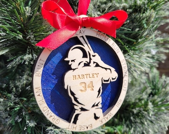 Personalized Baseball Ornament Engraved Wooden Sports - Etsy