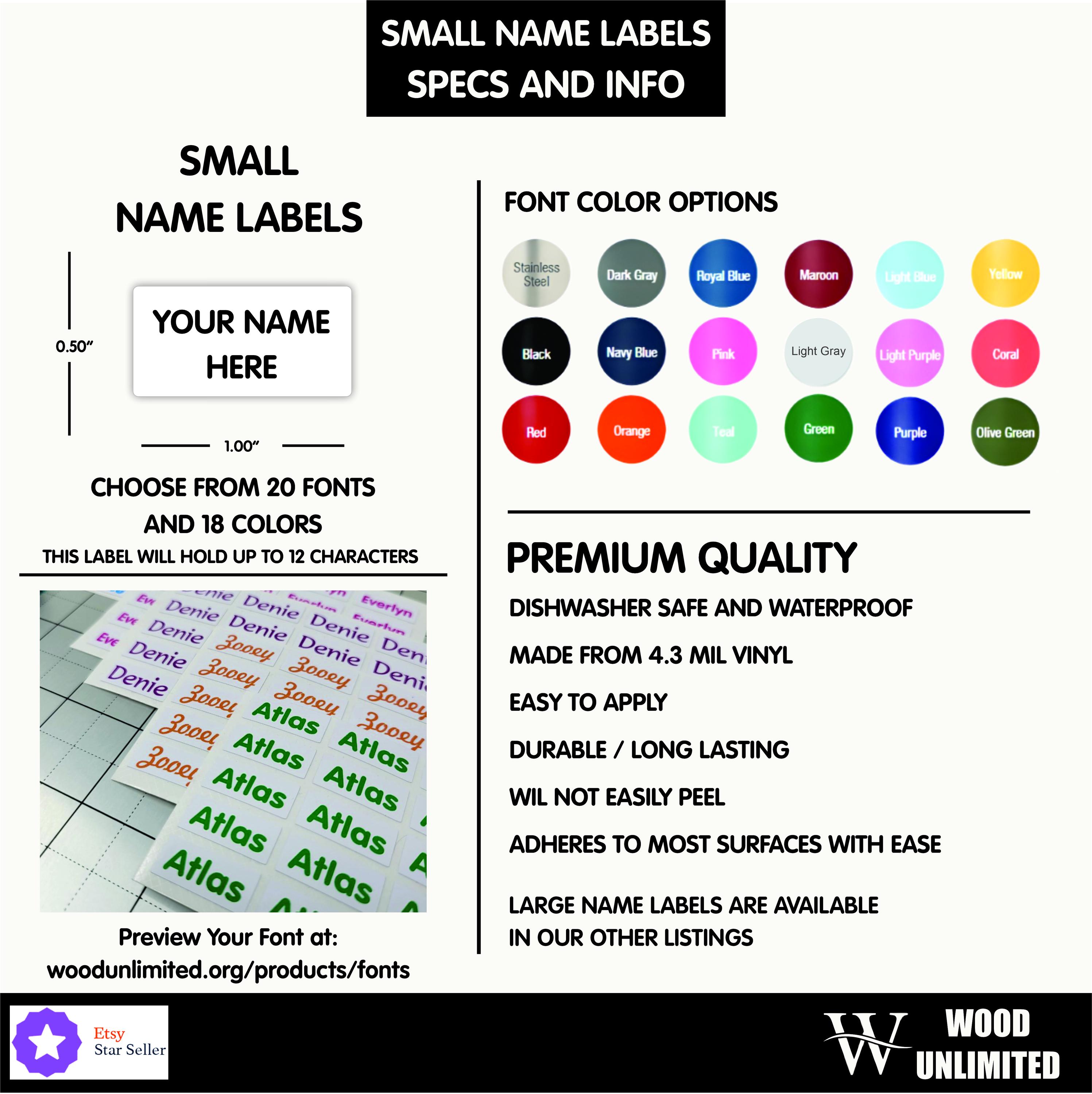 Waterproof Back to School Labels, Small Sized Name, Dishwasher Safe ...