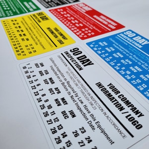 90 Day Inspection Labels for BIT / DOT Inspection, Truck Inspection ...