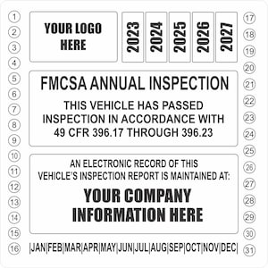 FHWA or FMCSA Inspection Labels for Annual Truck Inspections - Etsy