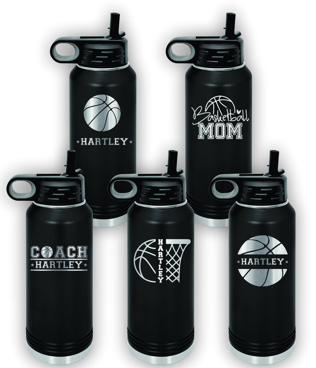 Personalized Basketball Water Bottles - Custom Engraved 32oz Stainless ...
