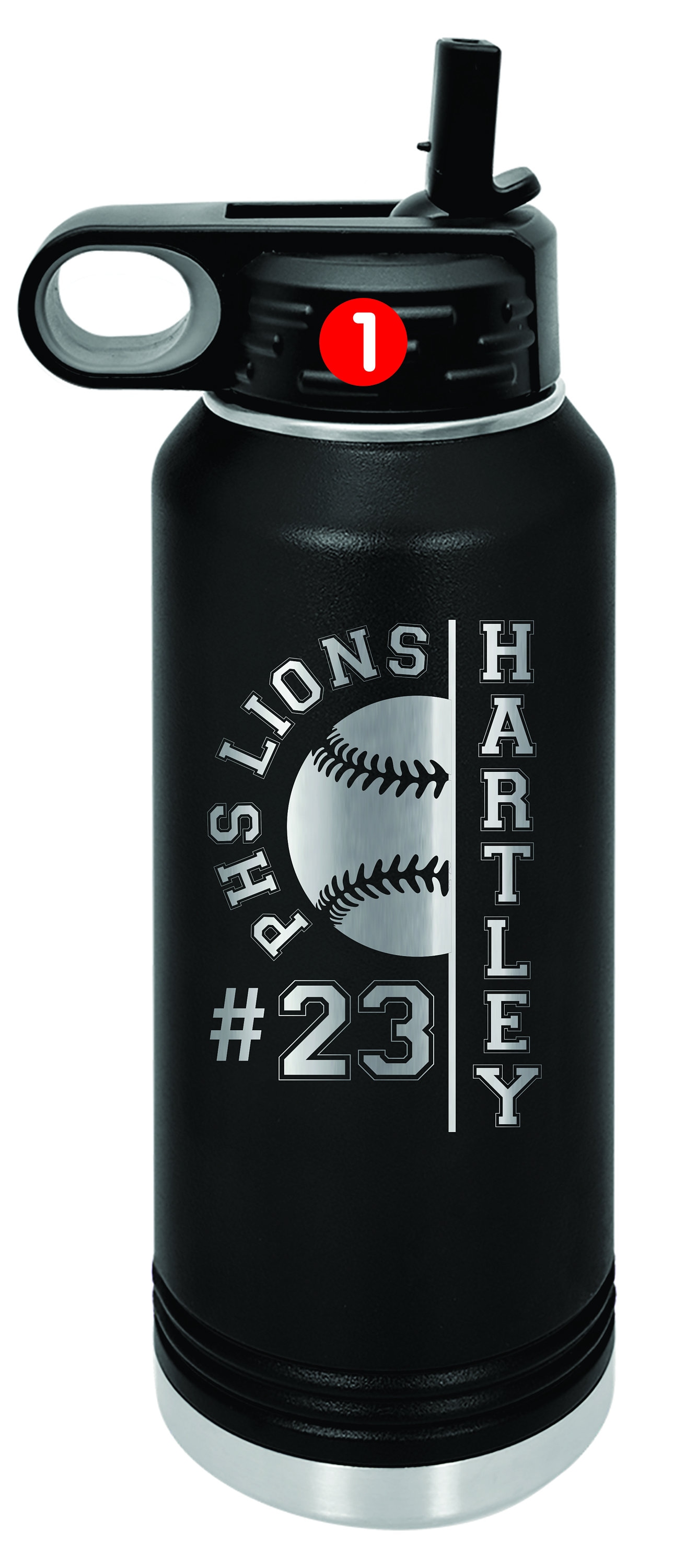 Personalized Baseball Water Bottles - Custom Engraved 32oz Stainless ...