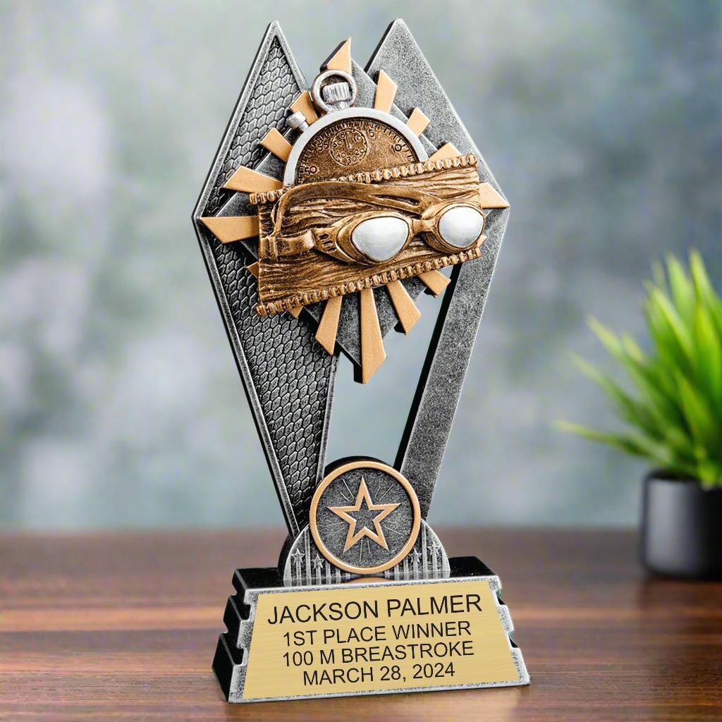 Personalized Swimming Trophy, Swimming Award, Custom Swimming Sun Ray ...
