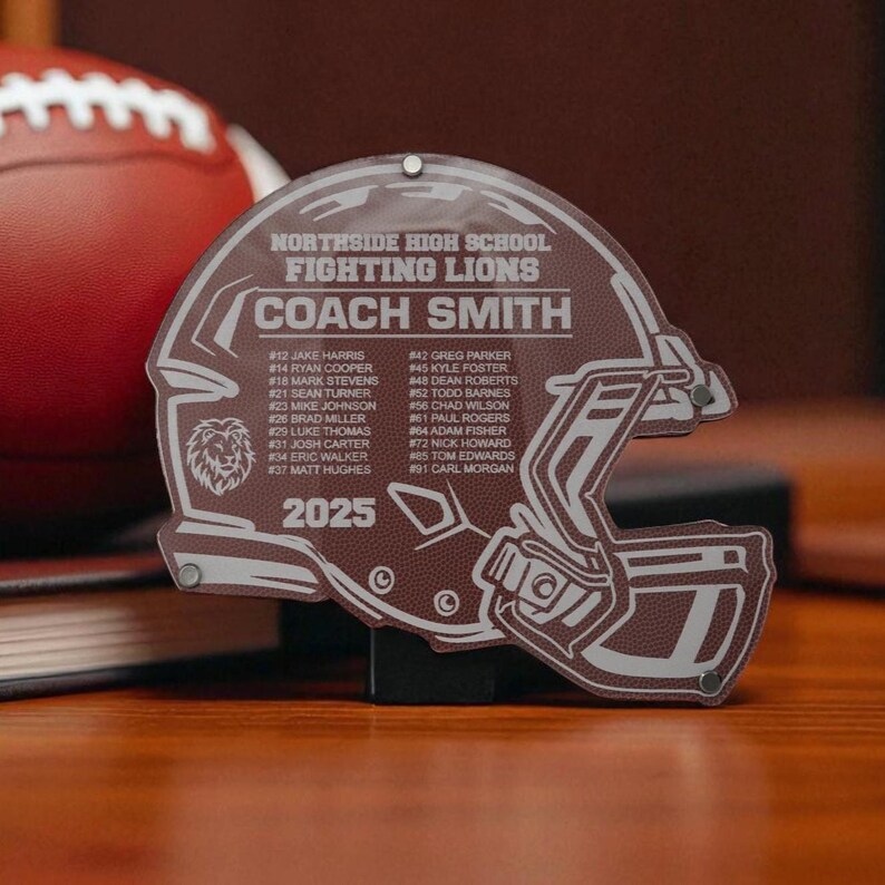 Personalized Football Coach Gift Plaque - Custom 3D Football Award, End ...