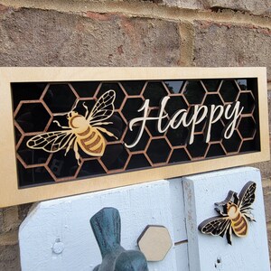 Bee Happy Honeycomb and Bee Wall/desk Decoration Plaque, Bee and ...