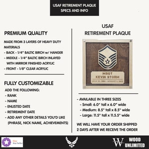 Air Force Retirement Gift Plaque, Military Retirement Gift for Officer ...