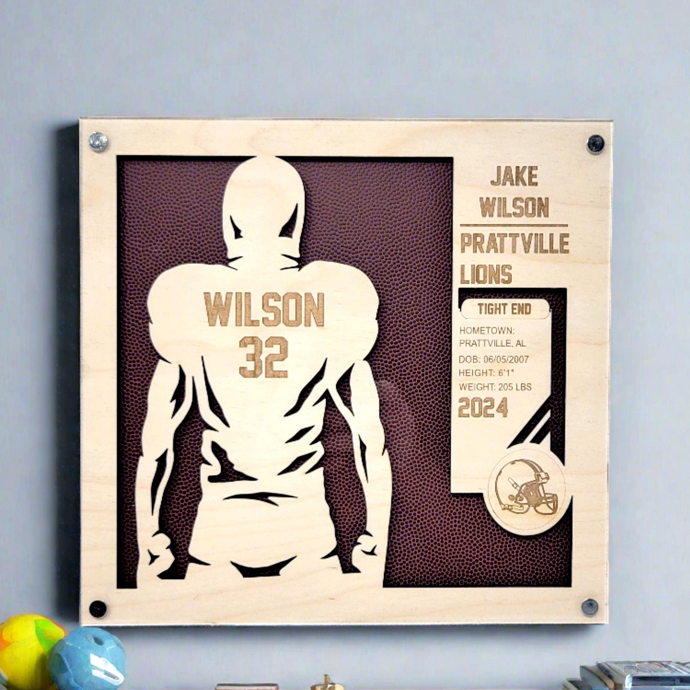 Personalized Football Sign, 3D Football Sign, Football Senior Gift ...