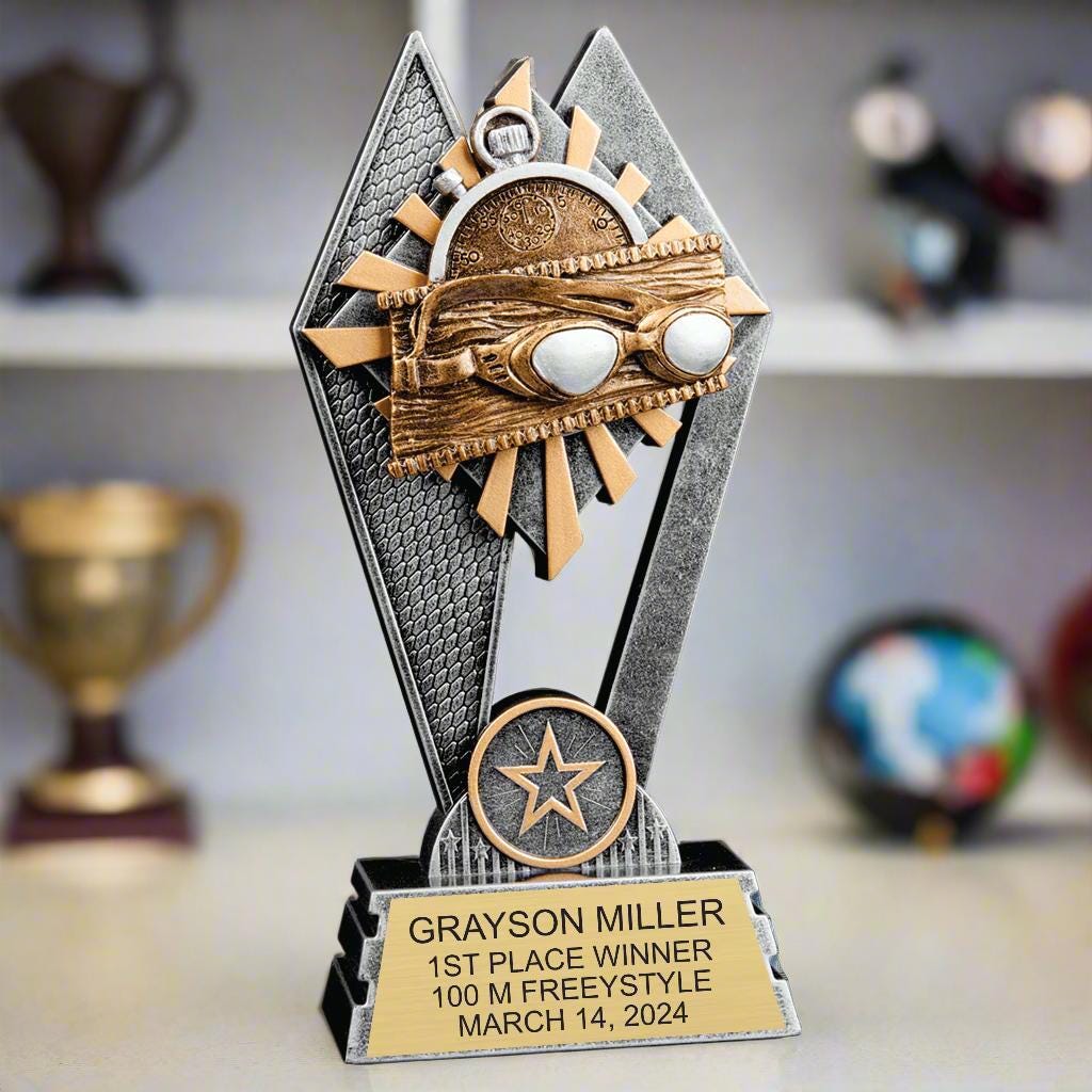 Personalized Swimming Trophy, Swimming Award, Custom Swimming Sun Ray ...