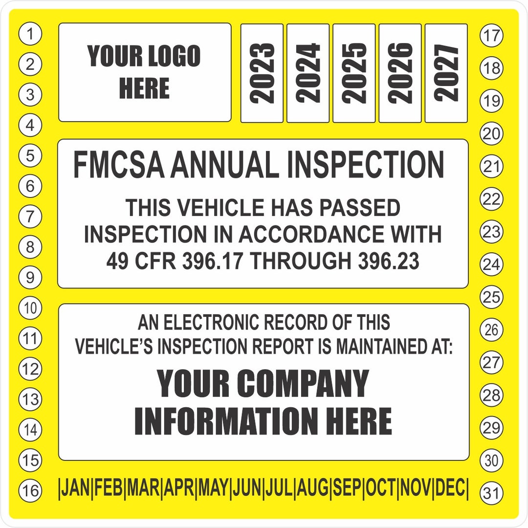 FHWA or FMCSA Inspection Labels for Annual Truck Inspections - Etsy