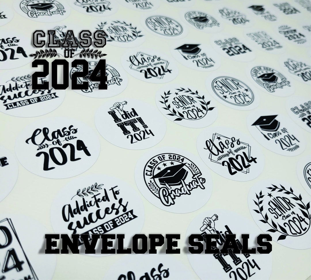 Graduation Envelope Seal Labels 2024 Graduation White Graduation ...