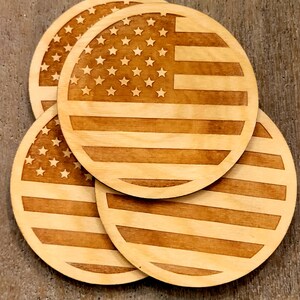 American Flag Coasters Digital File Bundle for Laser Cutters, Glowforge ...