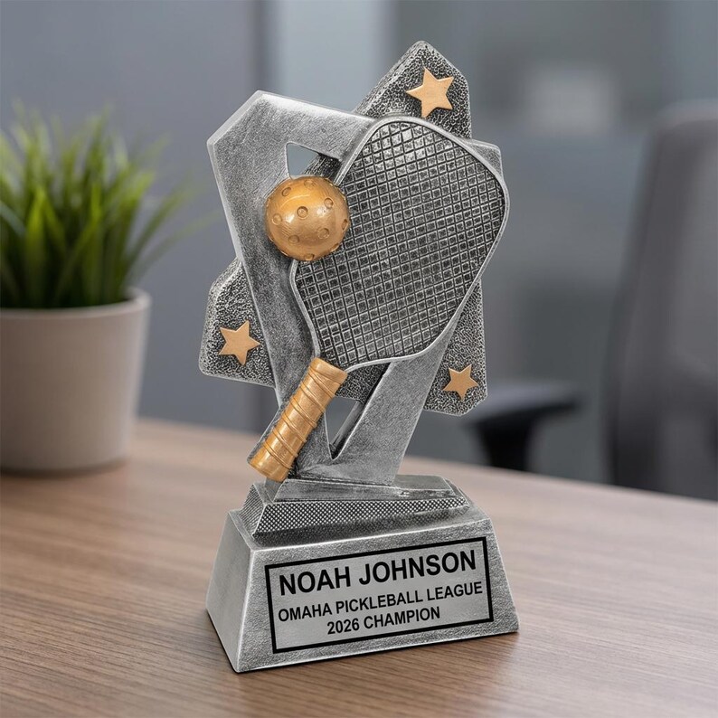 Personalized Pickleball Trophy - 2026 Champion - Engraved Name Plate ...