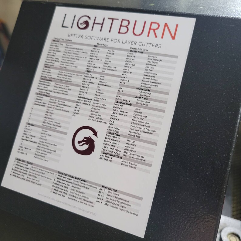 Lightburn Shortcut Adhesive Label - Multiple Sizes Available ...