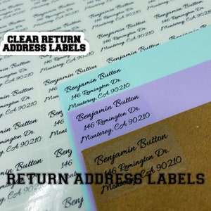 Clear Return Address Labels, Personalized Address Labels, Waterproof ...