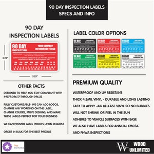90 Day Inspection Labels for BIT / DOT Inspection, Truck Inspection ...