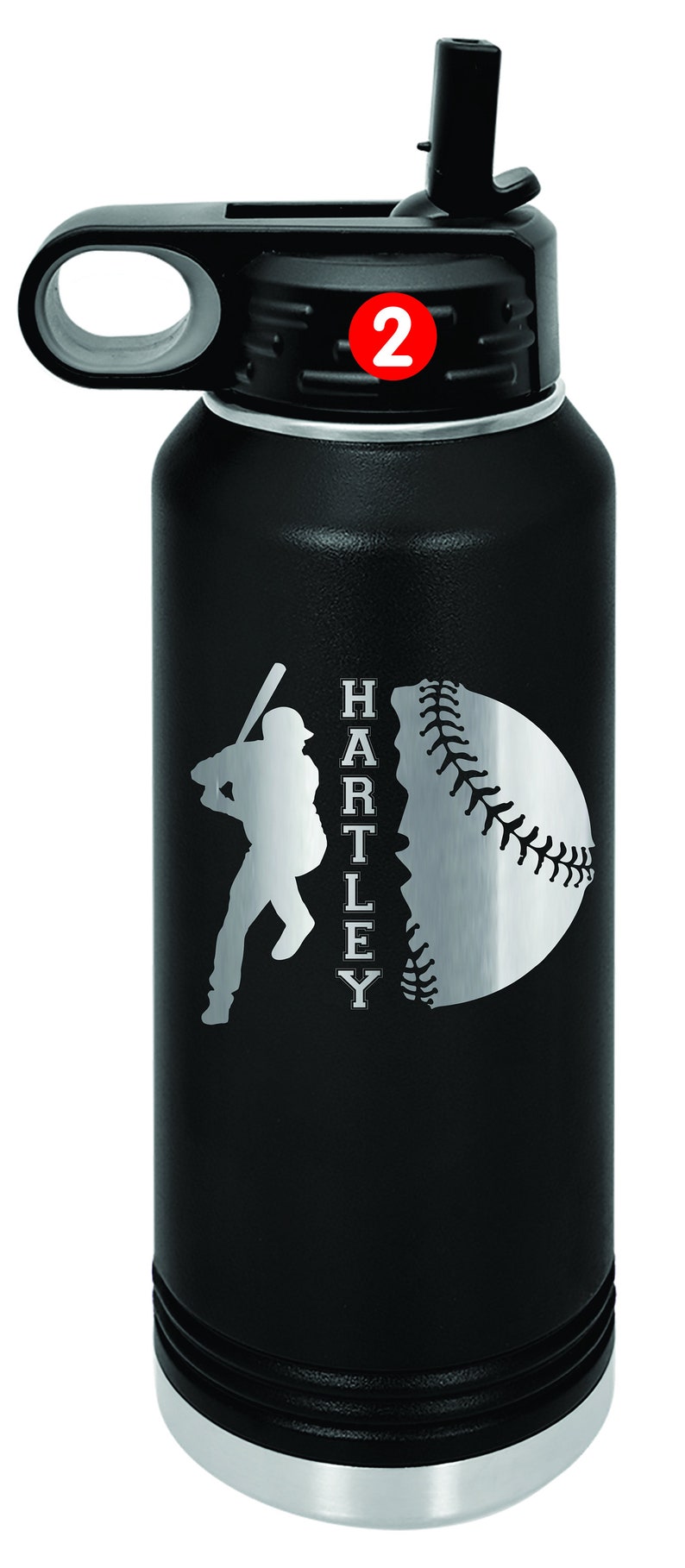 Personalized Baseball Water Bottles - Custom Engraved 32oz Stainless ...
