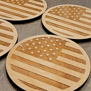 American Flag Coasters Digital File Bundle for Laser Cutters, Glowforge ...
